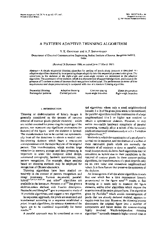 (PDF) A pattern adaptive thinning algorithm
