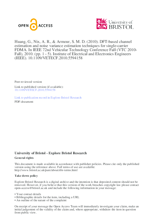 (PDF) DFT-Based Channel Estimation and Noise Variance Estimation Techniques for Single-Carrier FDMA