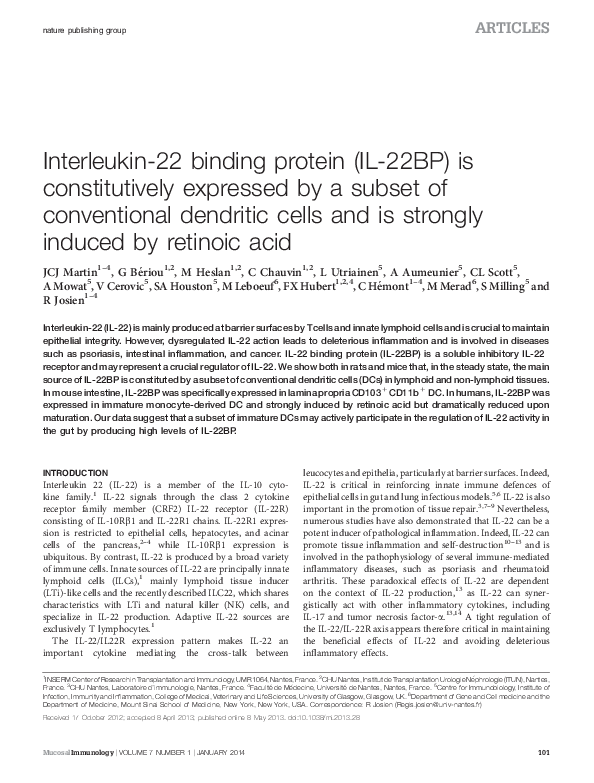 (PDF) Interleukin-22 binding protein (IL-22BP) is constitutively ...