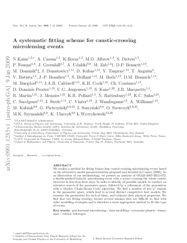 (PDF) A systematic fitting scheme for caustic-crossing microlensing events