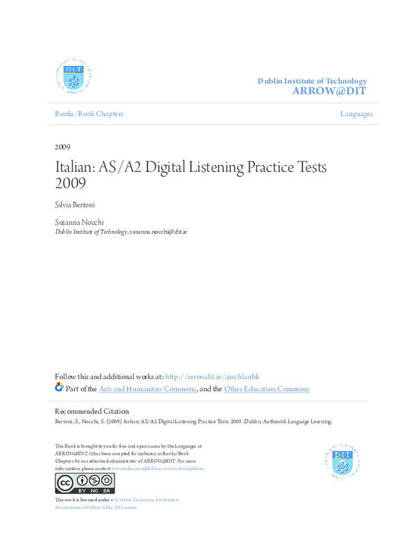 (PDF) Italian: AS/A2 Digital Listening Practice Tests 2009
