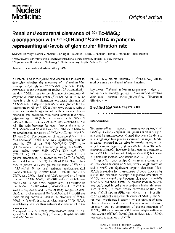 (PDF) Renal and extrarenal clearance of99mTc-MAG3: A comparison ...