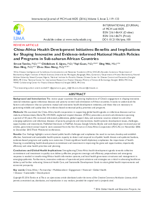 (PDF) China-Africa Health Development Initiatives: Benefits and ...