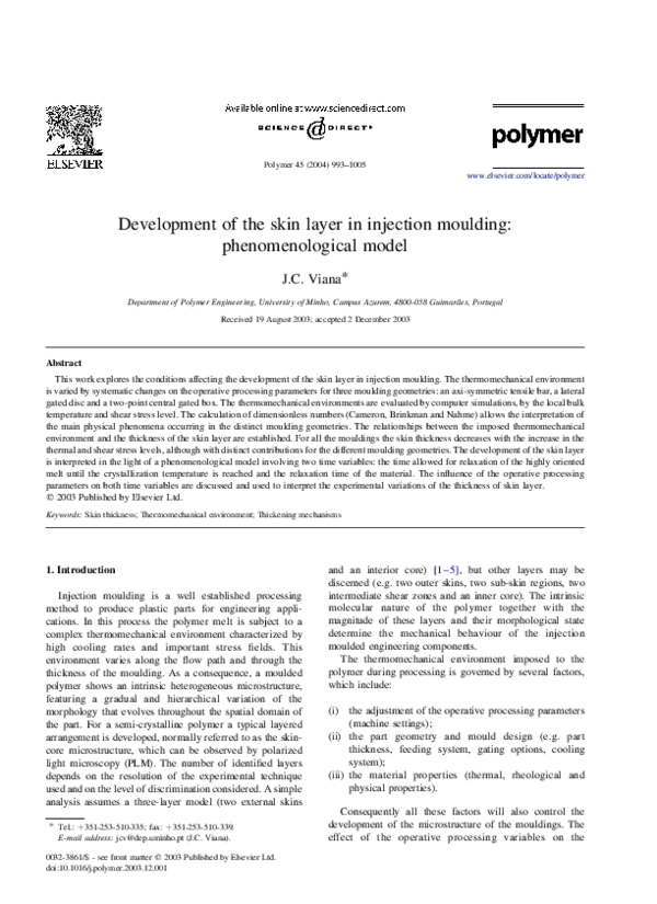 (PDF) Development of the skin layer in injection moulding ...