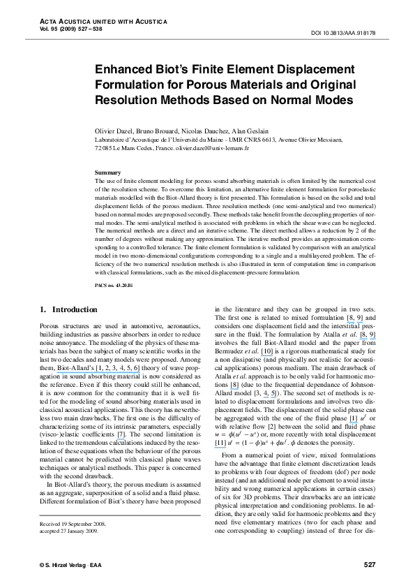 (PDF) Enhanced Biot's Finite Element Displacement Formulation for ...