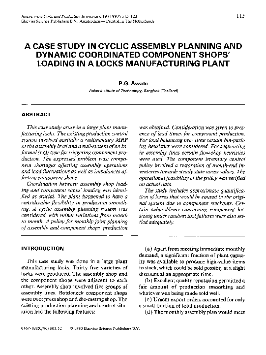 (PDF) A case study in cyclic assembly planning and dynamic coordinated ...