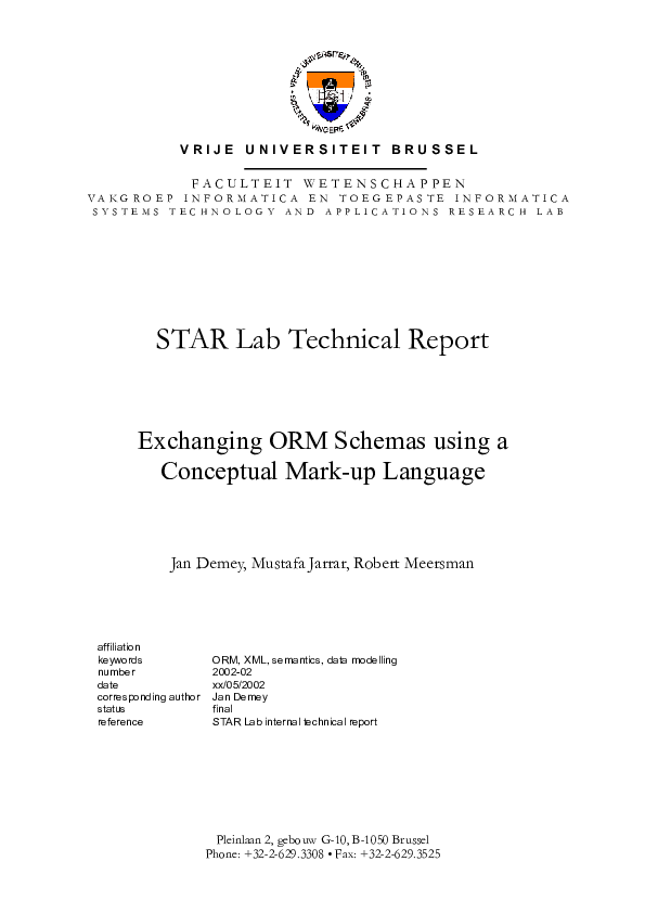 (PDF) Exchanging ORM Schemas Using a Conceptual Markup