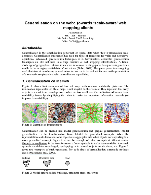 (PDF) Generalisation on the web: Towards 'scale-aware' web mapping clients | Julien Gaffuri ...