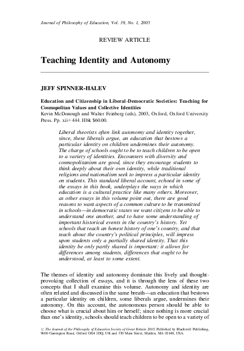 (PDF) Teaching Identity and Autonomy