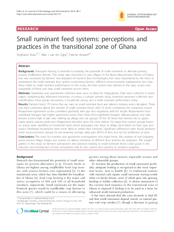 (PDF) Small ruminant feed systems: perceptions and practices in the ...