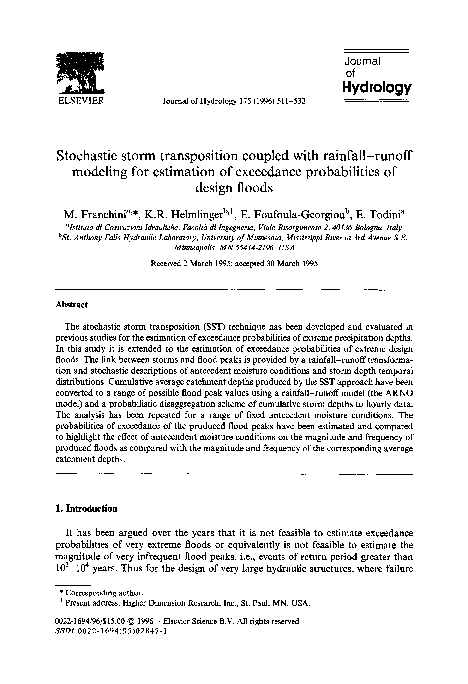 (PDF) Stochastic storm transposition coupled with rainfall—runoff modeling for estimation of ...