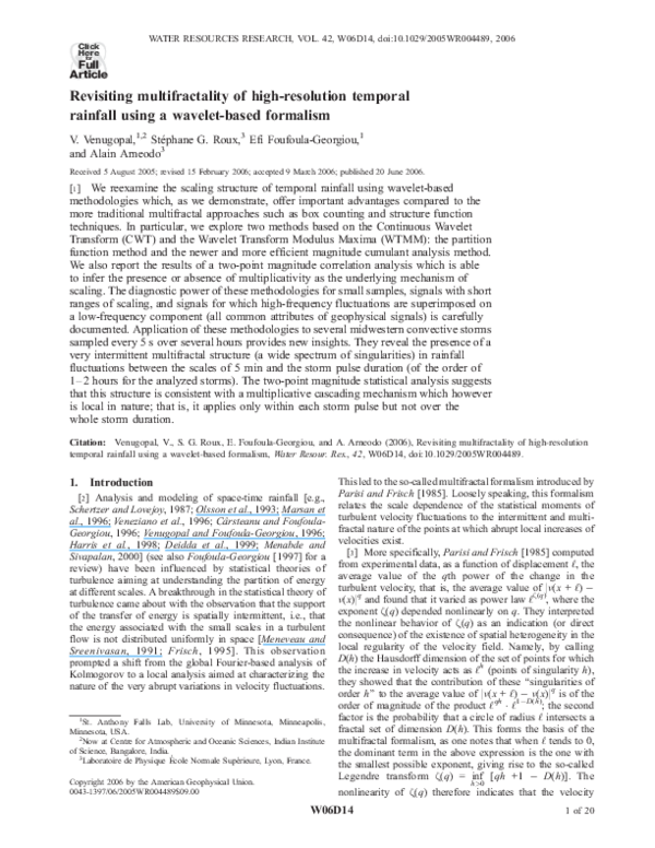 (PDF) Revisiting multifractality of high-resolution temporal rainfall using a wavelet-based ...