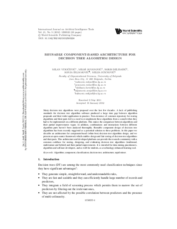 Pdf Reusable Component Based Architecture For Decision Tree Algorithm Design