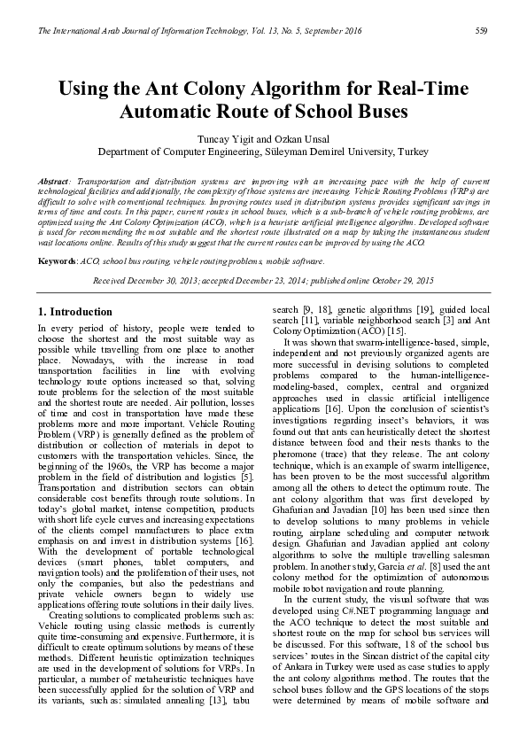 (PDF) Using the Ant Colony Algorithm for Real-Time Automatic Route of ...