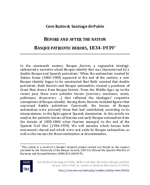 (PDF) Basque Patriotic Heroes: A 1834-1939 Analysis