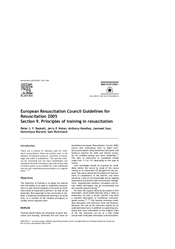 (PDF) Progress of European Resuscitation Council (ERC), basic life ...