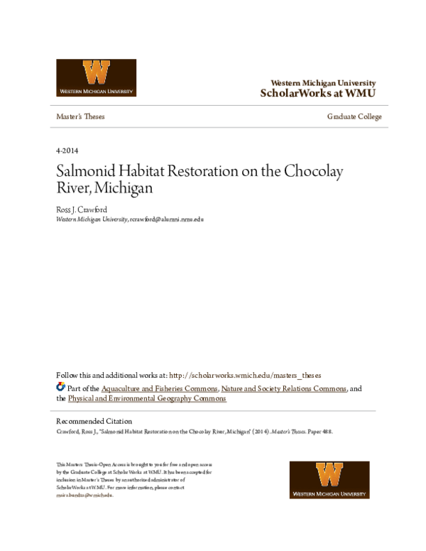 (PDF) Salmonid Habitat Restoration on the Chocolay River, Michigan