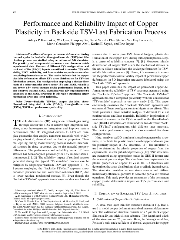 (PDF) Performance and Reliability Impact of Copper Plasticity in ...
