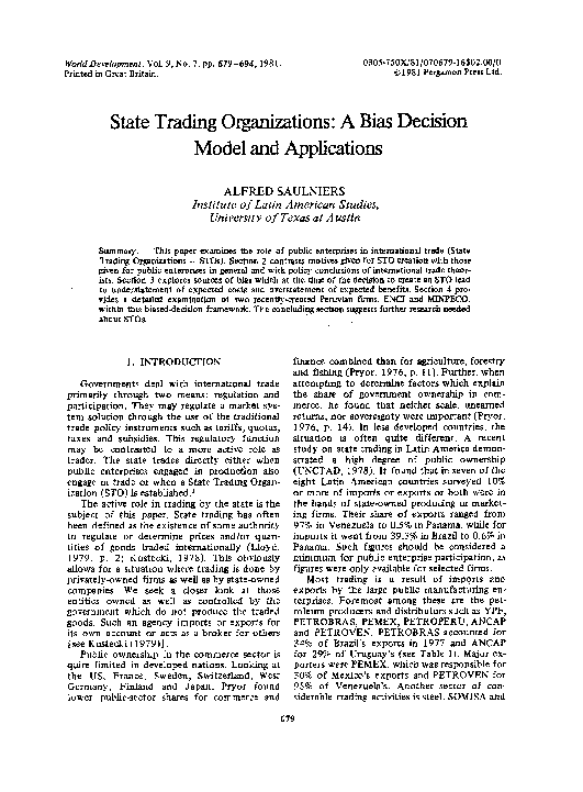 (PDF) State trading organizations: A bias decision model and applications