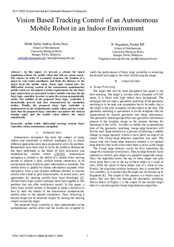 (PDF) Vision based tracking control of an autonomous mobile robot in an ...
