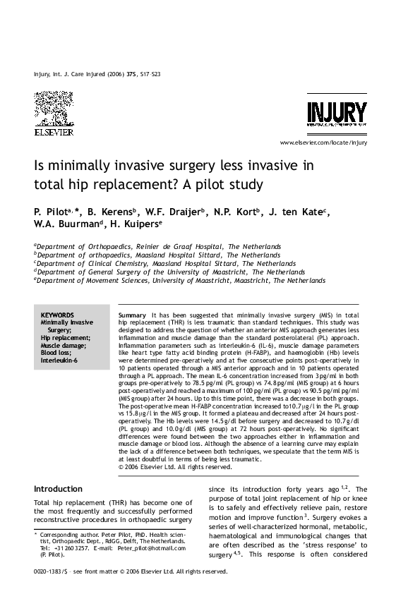 (PDF) Is minimally invasive surgery less invasive in total hip ...