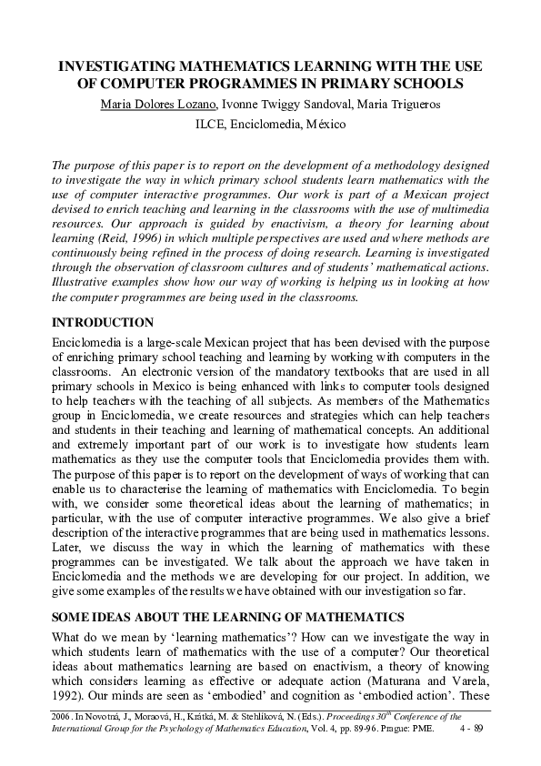 (PDF) Investigating mathematics learning with the use of computer ...
