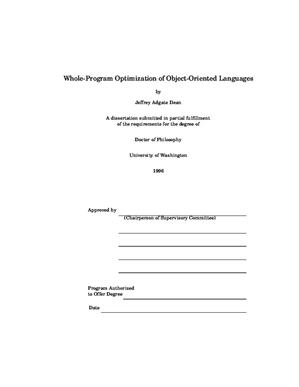 Pdf Whole Program Optimization Of Object Oriented Languages Craig Chambers