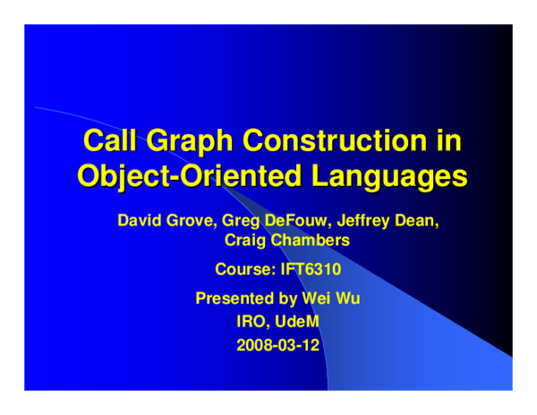 (PDF) Call graph construction in object-oriented languages