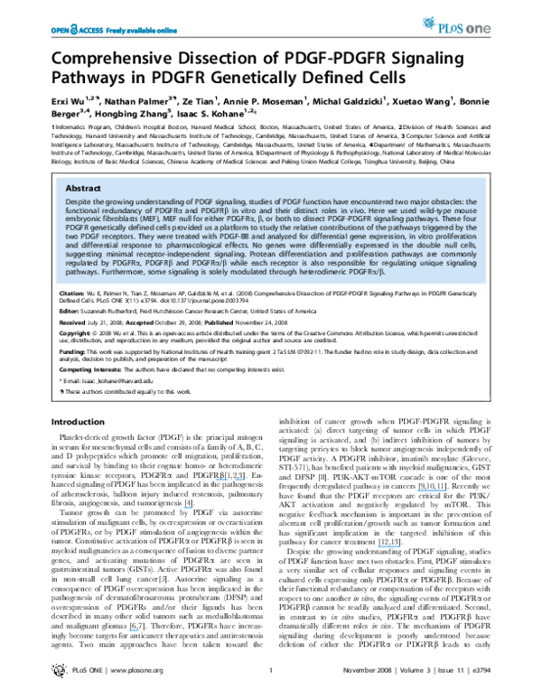 (PDF) Comprehensive Dissection of PDGF-PDGFR Signaling Pathways in ...