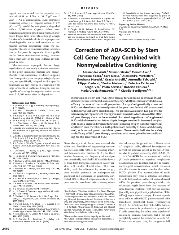 (PDF) Correction of ADA-SCID by Stem Cell Gene Therapy Combined with ...