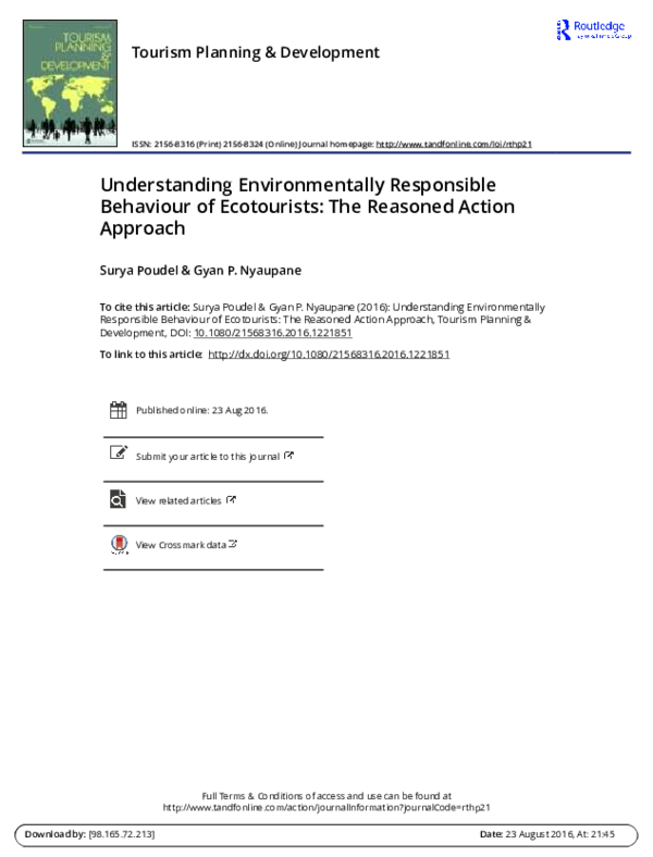 (PDF) Understanding Environmentally Responsible Behaviour of ...