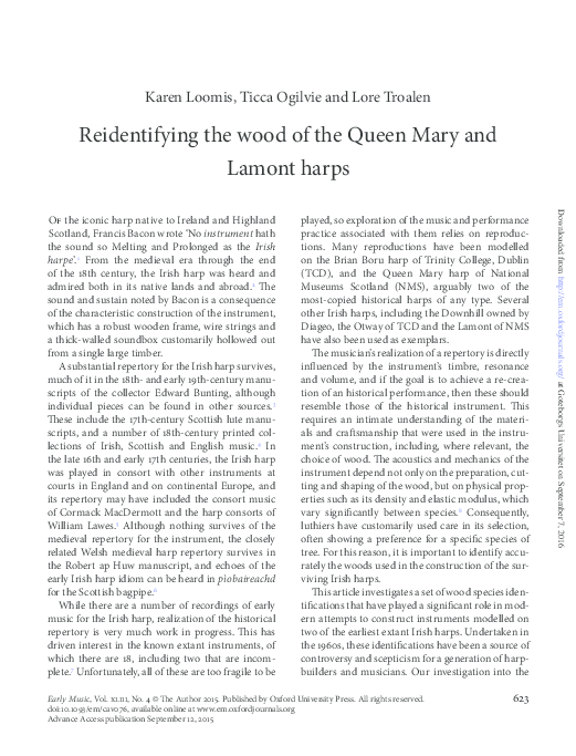 (PDF) Reidentifying the wood of the Queen Mary and Lamont harps