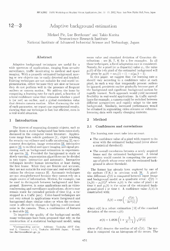 Pdf Adaptive Background Estimation