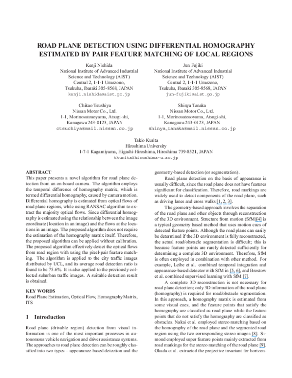 (PDF) Road Plane Detection using Differential Homography Estimated by ...