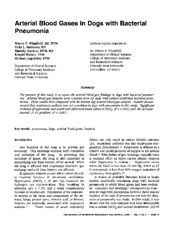 (PDF) Arterial Blood Gases in Dogs with Bacterial Pneumonia | Tim ...