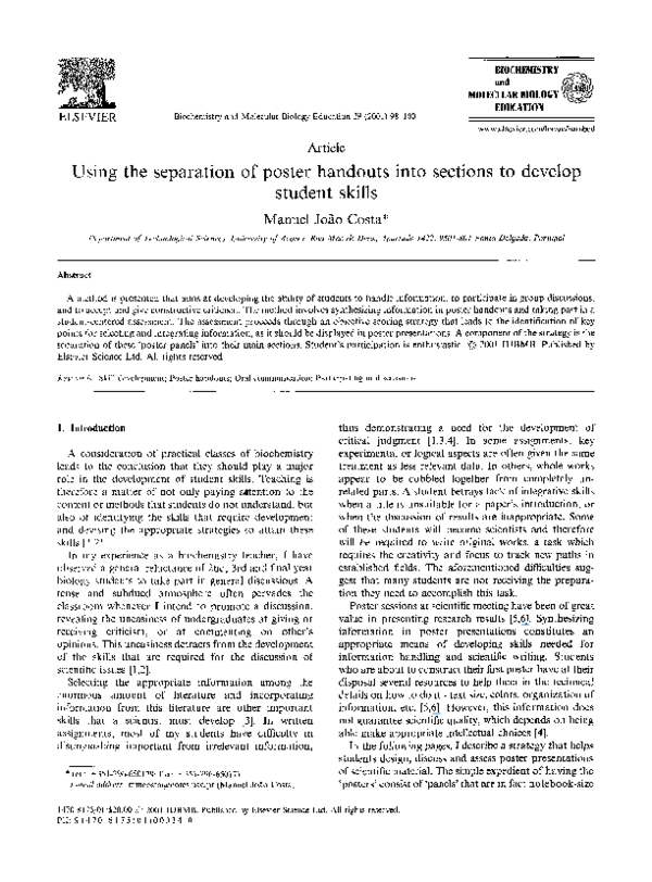 (PDF) Using the separation of poster handouts into sections to develop ...