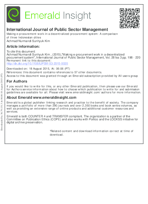 Pdf The Impact Of E Procurement Implementation In Infrastructure Projects Alisia Ardita