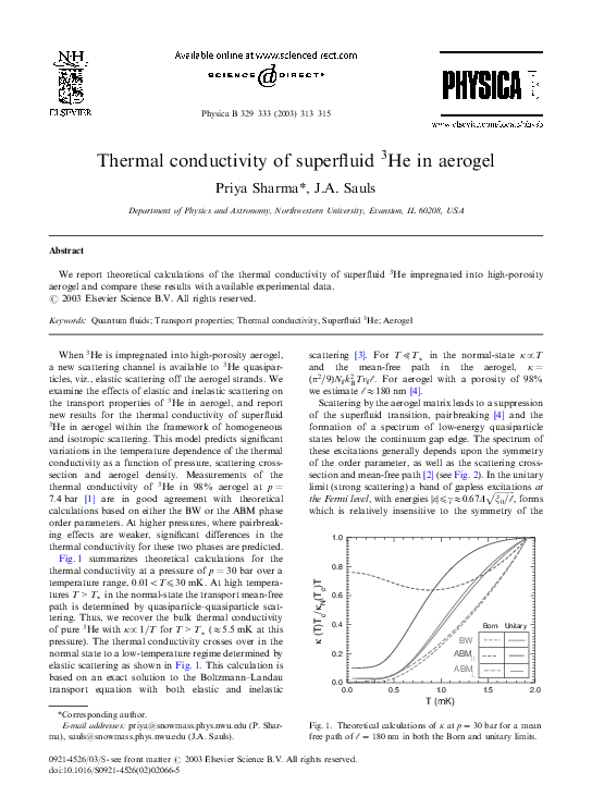 (PDF) Thermal conductivity of superfluid 3He in aerogel