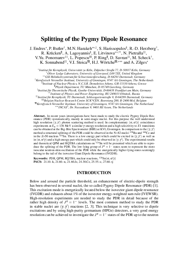 Pdf Splitting Of The Pygmy Dipole Resonance