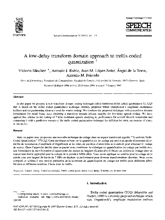 (PDF) A low-delay transform domain approach to trellis coded quantization