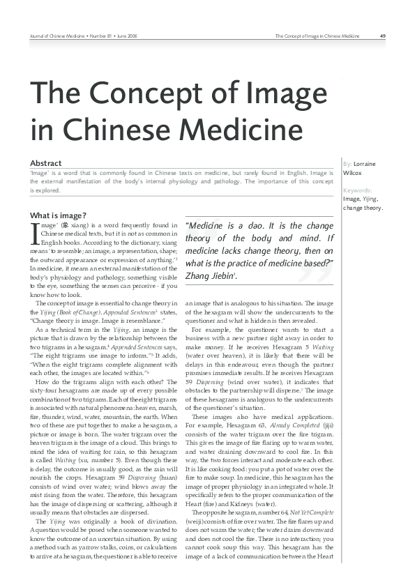 (PDF) The concept of image in Chinese medicine