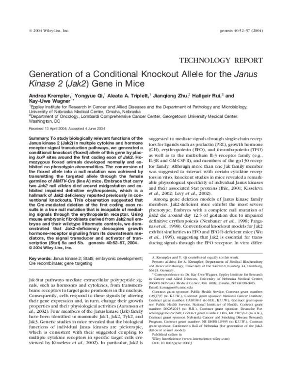 (PDF) Generation of a conditional knockout allele for mammalian Spen ...