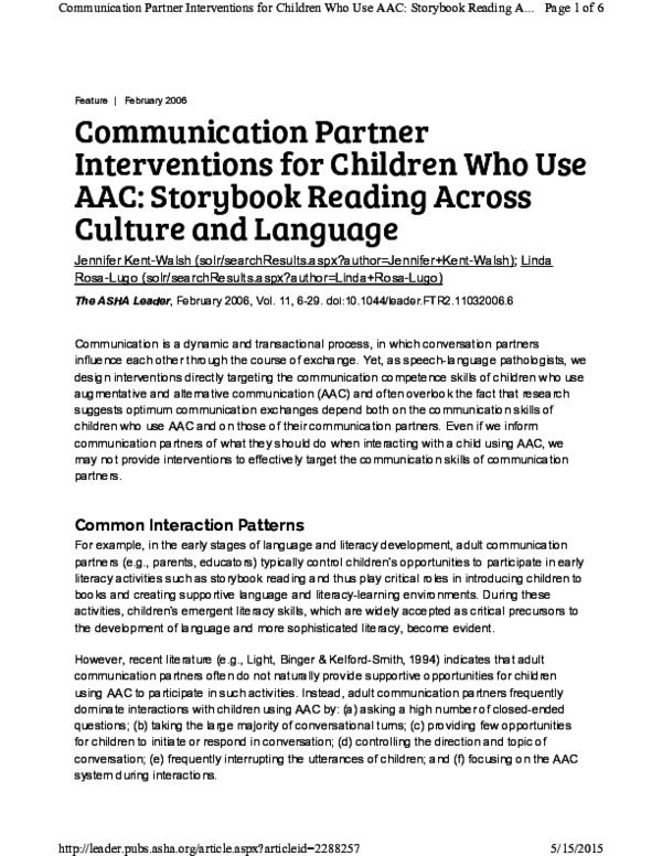 (PDF) Communication Partner Interventions for Children Who Use AAC