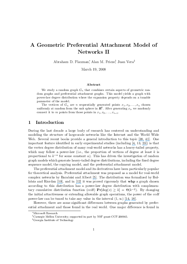 (PDF) A Geometric Preferential Attachment Model of Networks