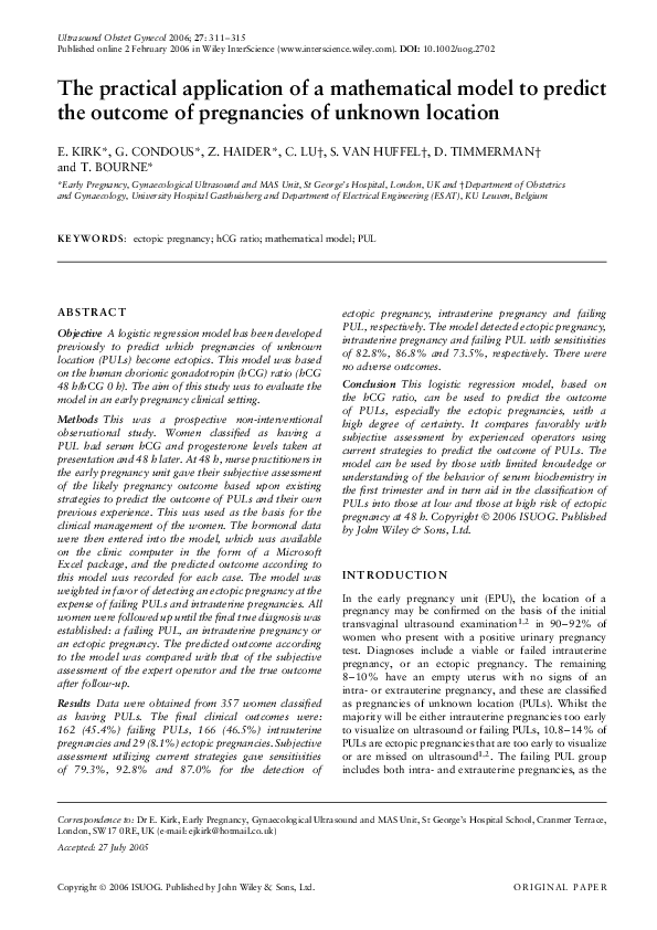 (PDF) The practical application of a mathematical model to predict the ...