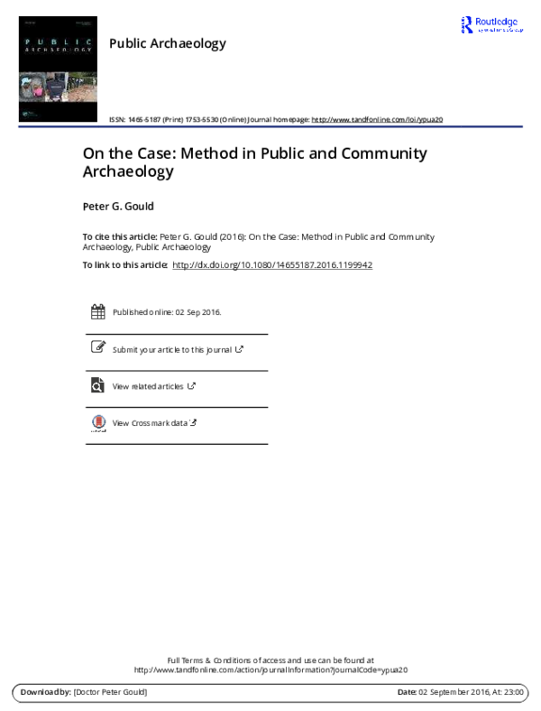 (PDF) Public Archaeology On the Case: Method in Public and Community ...