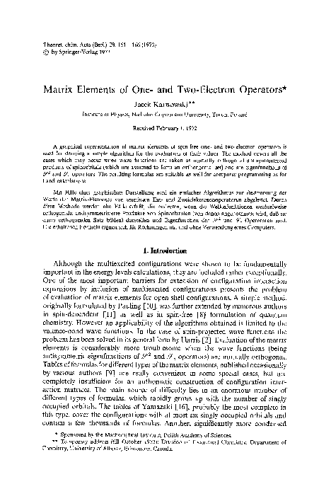 (PDF) Matrix elements of one- and two-electron operators