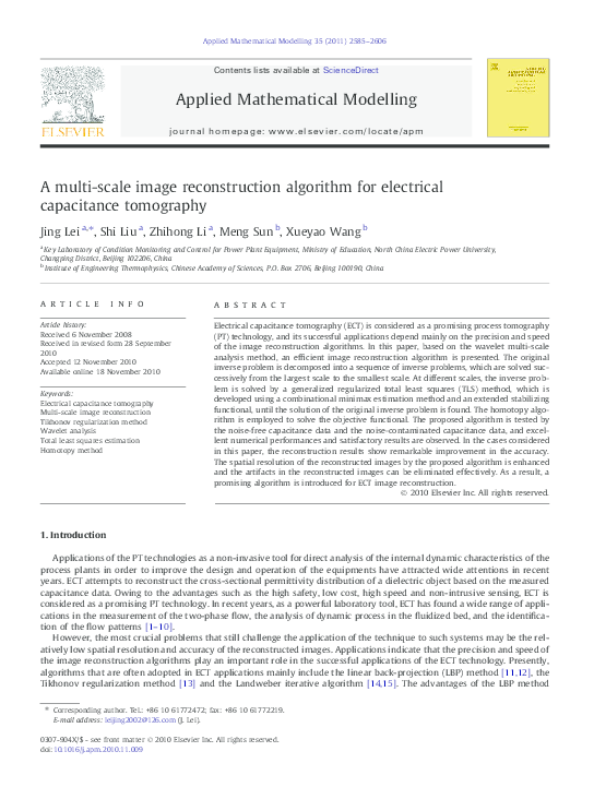 (PDF) A multi-scale image reconstruction algorithm for electrical capacitance tomography