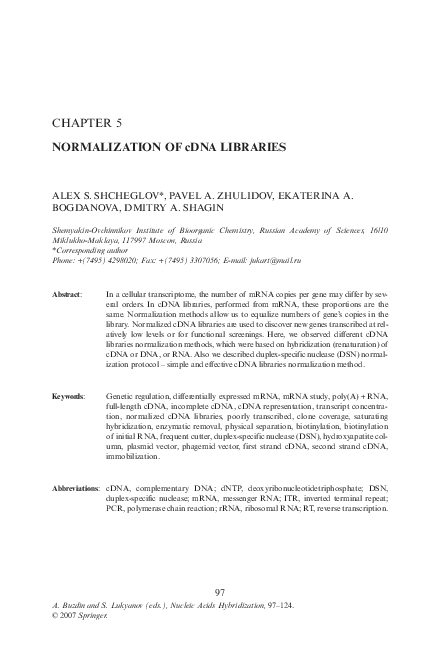 (PDF) Normalization of cDNA Libraries