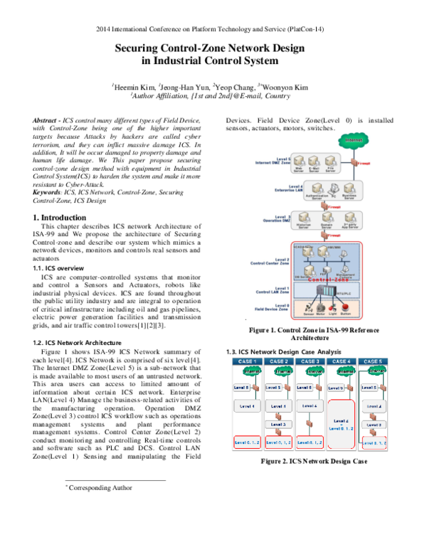 (PDF) Securing Control-Zone Network Design in Industrial Control System